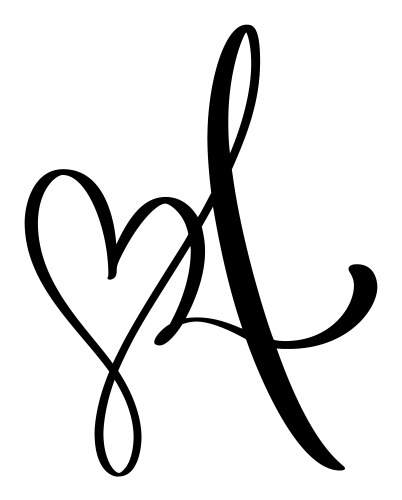 Handwritten heart calligraphy monogram alphabet Vector Image