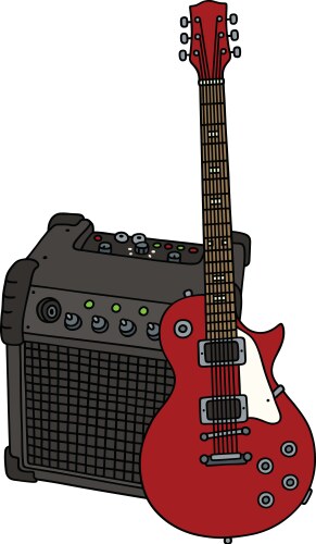 Red electric bass guitar Royalty Free Vector Image