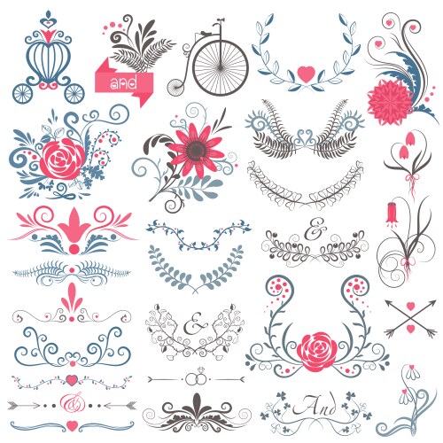 Outline rustic bouquets Royalty Free Vector Image