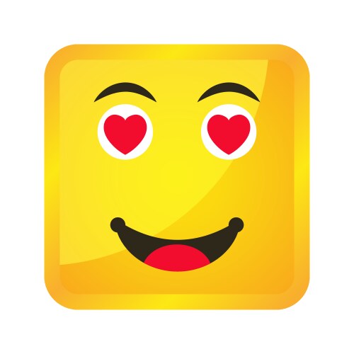 Yellow square emoticons and emojis in flat style Vector Image