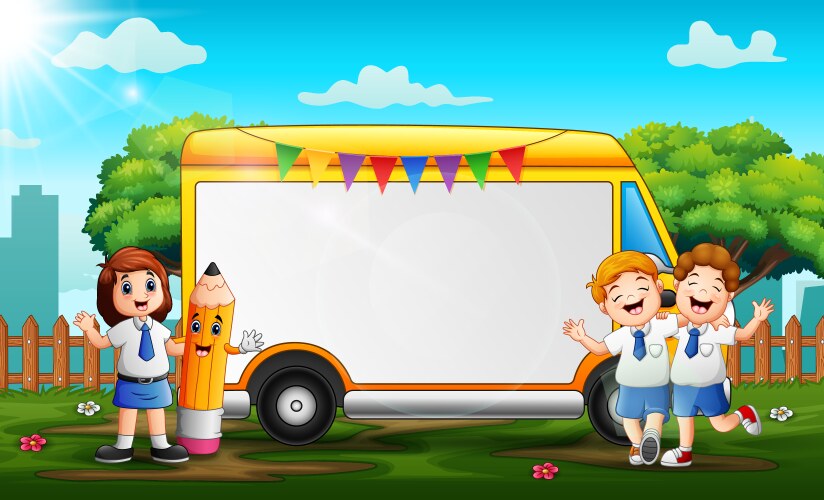 Border template with scouts at forest background Vector Image