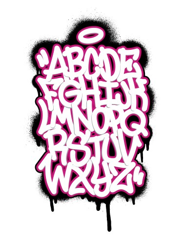Handwritten graffiti font alphabet on spray paint Vector Image