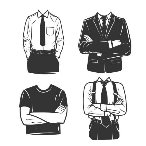 Mans profile with a folded arms Royalty Free Vector Image