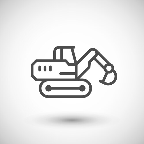 Crawler excavator line icon Royalty Free Vector Image