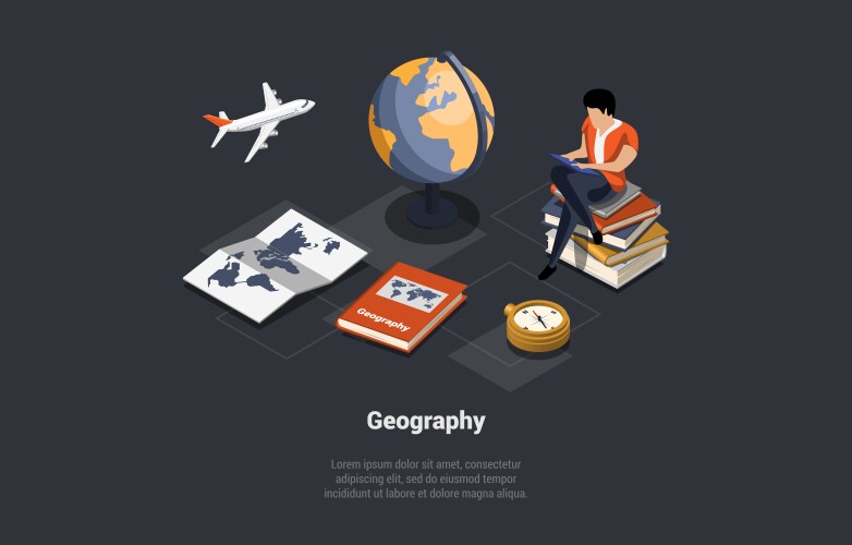Geography studying subject education and science Vector Image