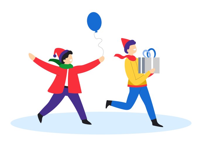 Girl carries a lot boxes with gifts cartoon Vector Image