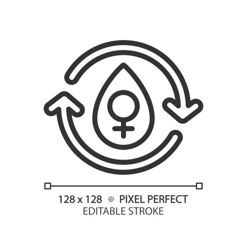 Female Menstrual Cycle White Linear Icon For Dark Vector Image