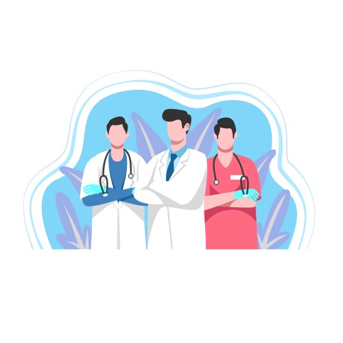 Doctor squad team doctors standing Royalty Free Vector Image
