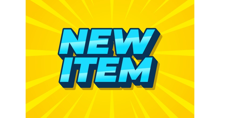 New item text effect in 3d style for print ad Vector Image