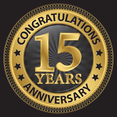 15 years valuable experience gold label Royalty Free Vector