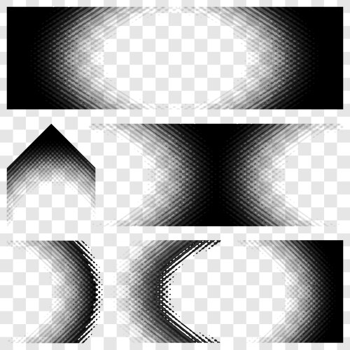 Set of halftone curve corners dot backgrounds Vector Image