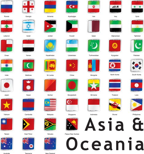Set of asian countries flags icons Royalty Free Vector Image