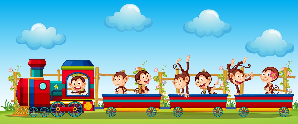 Animal train cartoon Royalty Free Vector Image