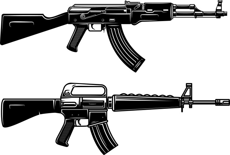 Vintage modern automatic assault rifle template Vector Image