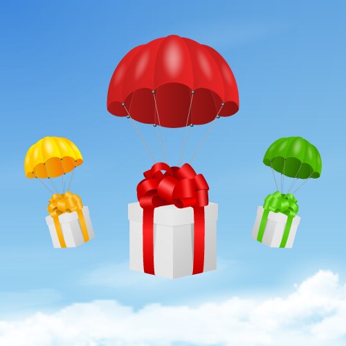 3d realistic red flying parachute Royalty Free Vector Image