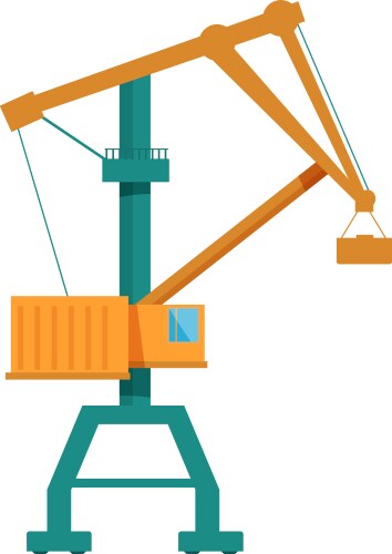 Mobile crane lifting container at port terminal Vector Image