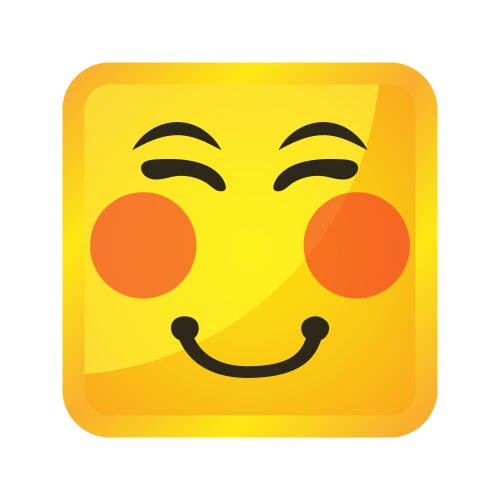 Yellow square emoticons and emojis in flat style Vector Image