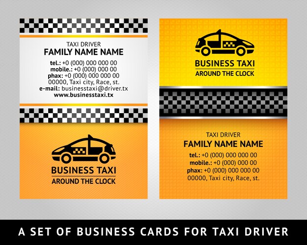 Taxi service business cards Royalty Free Vector Image