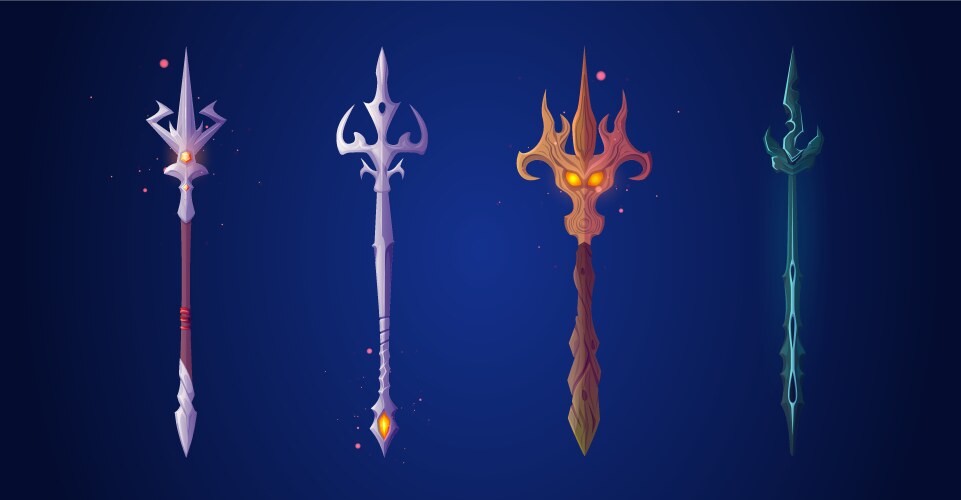 Poseidon or neptune magic trident for game ui Vector Image