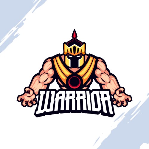 Muscular warrior wearing grey steel helmet mascot Vector Image