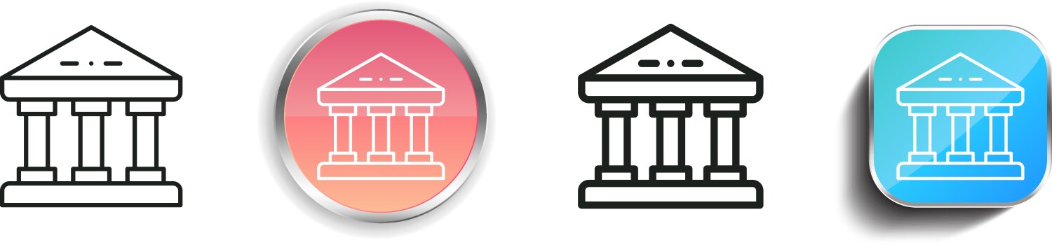 Bank icon thin linear regular and button style Vector Image