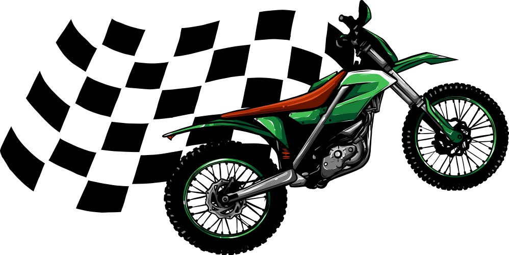 Motocross with race flag Royalty Free Vector Image