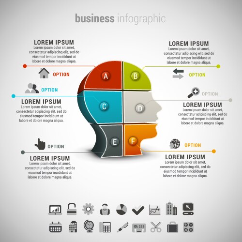 Infographic template with head paper banner Vector Image