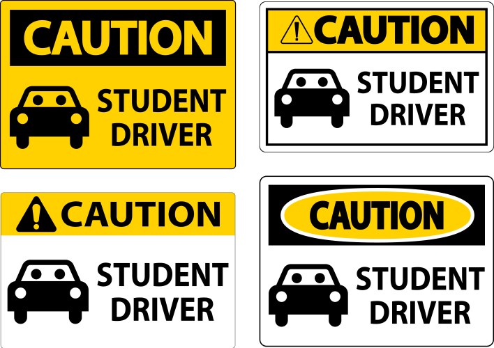Caution sign student driver Royalty Free Vector Image