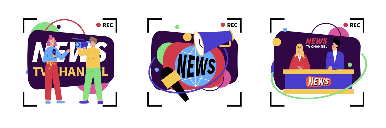 Computer people square compositions Royalty Free Vector