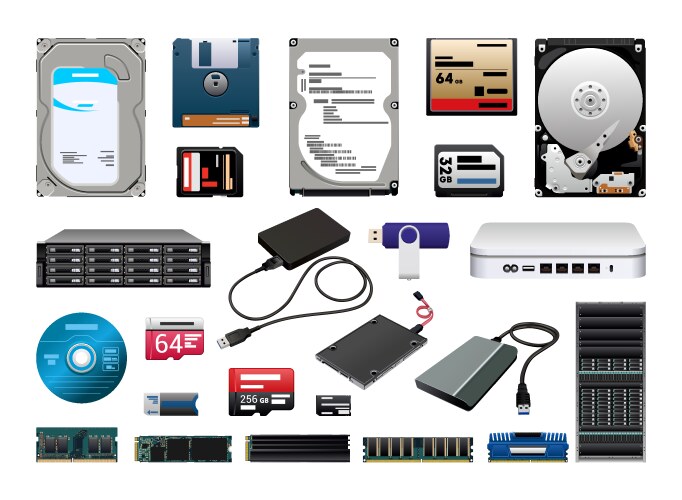 Cartoon personal computer components Royalty Free Vector