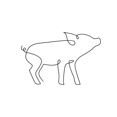 Pig single line drawing Royalty Free Vector Image