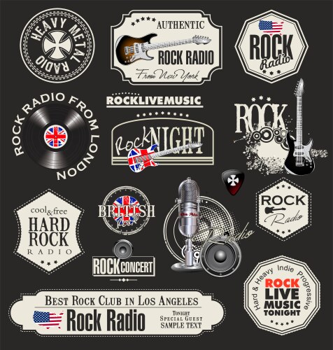 Rock and roll emblems Royalty Free Vector Image
