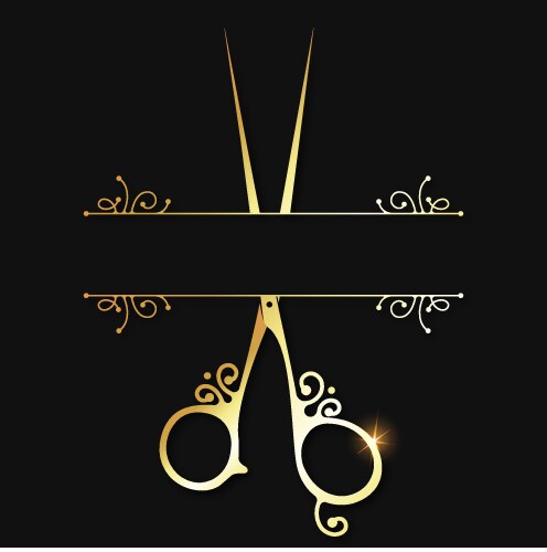 Scissors and golden wings Royalty Free Vector Image