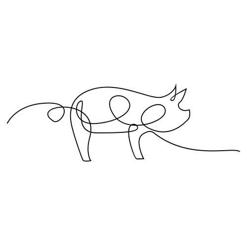 Pig single line drawing Royalty Free Vector Image