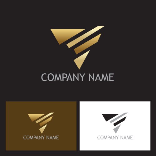 Circle triangle gold logo Royalty Free Vector Image