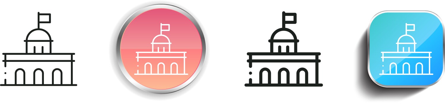 Bank icon thin linear regular and button style Vector Image