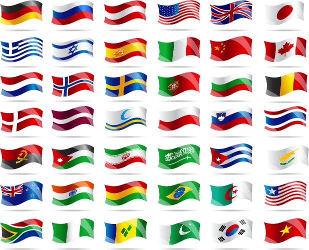 World top countries national flags Royalty Free Vector Image
