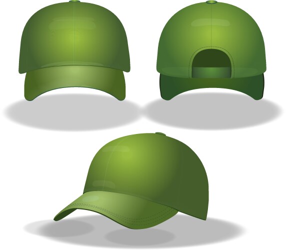 Blue baseball cap set front side view isolated Vector Image