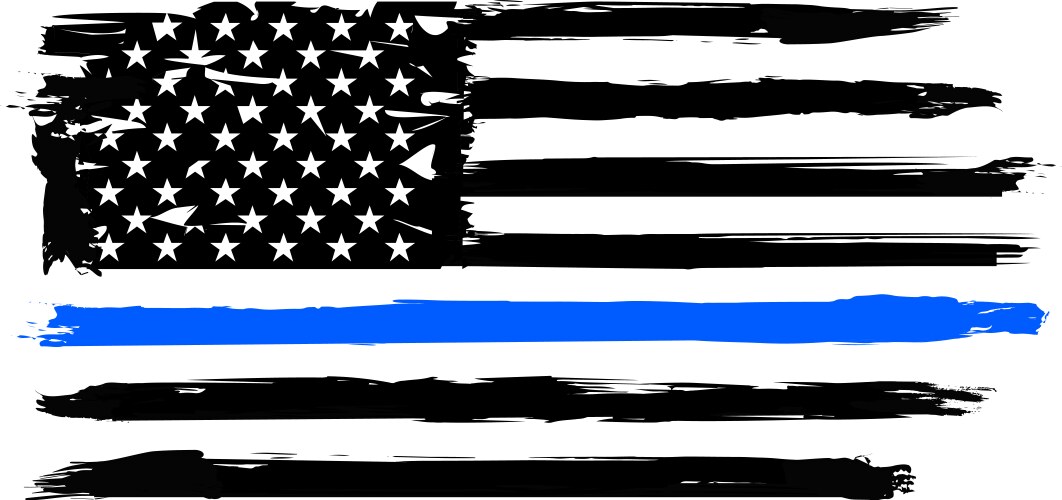 Thin Blue Line Flag Grunge Royalty Free Vector Image