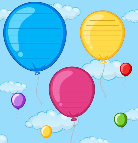 Sticker template with many colourful balloons Vector Image