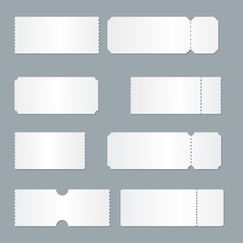 Empty tickets template set blank concert ticket Vector Image