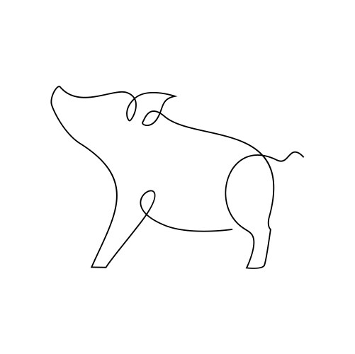 Pig single line drawing Royalty Free Vector Image