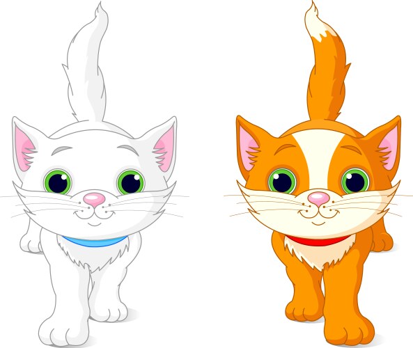 Color graphic portrait three cute kittens Vector Image