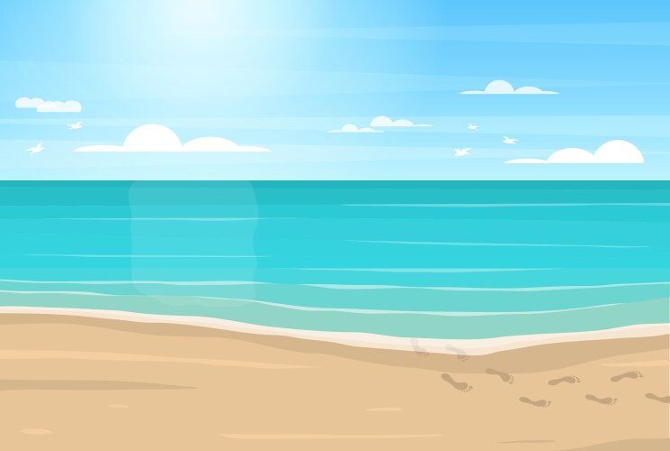 Sand beach simple cartoon style background sea Vector Image