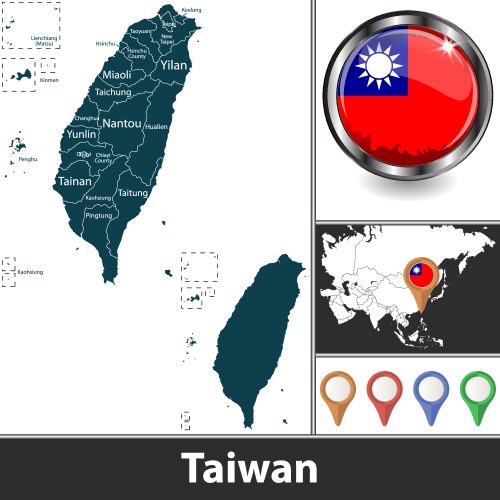 Abstract color map of taiwan Royalty Free Vector Image