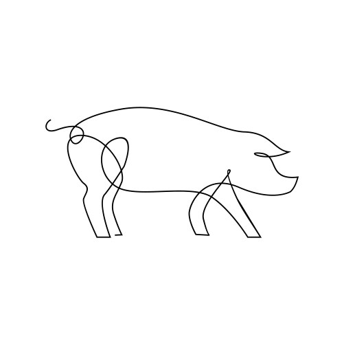 Pig single line drawing Royalty Free Vector Image