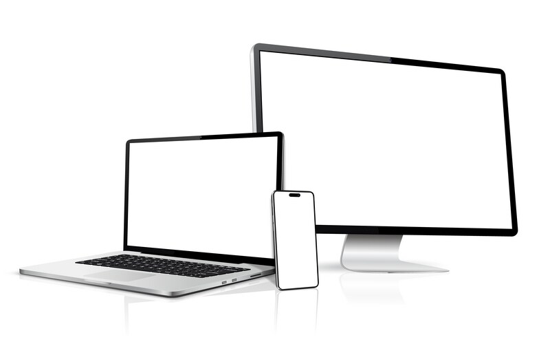 Laptop tablet mobile phone mockup Royalty Free Vector Image