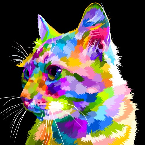 Colorful cat isolated on white background Vector Image