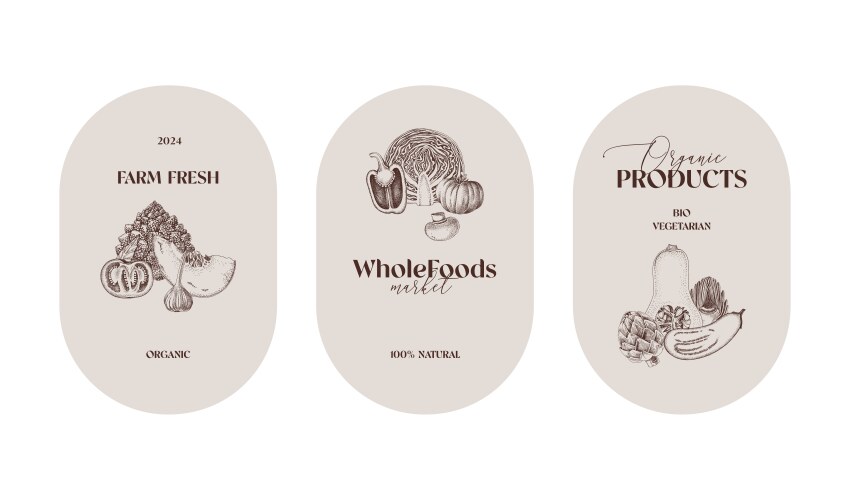 Food market labels collection Royalty Free Vector Image