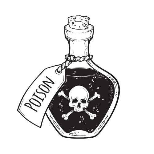 Poison in bottle line art and dot work hand drawn Vector Image